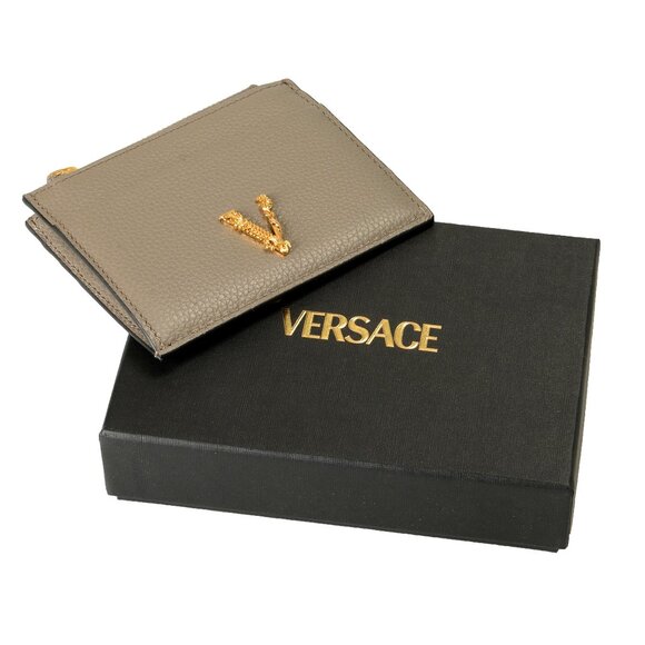 Versace | Accessories | Versace Womens Gray 0 Textured Leather Gold ...
